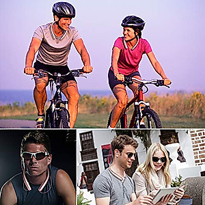 AMORNO Foldable Bluetooth Headphones, Wireless Neckband Sports Headset with Retractable Earbuds, Sweatproof Noise Cancelling Stereo Earphones with Mic & Carrying Case (Gold)