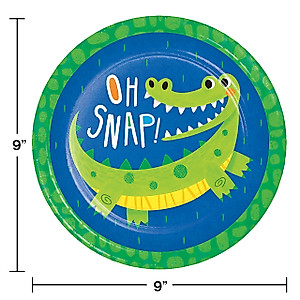 Kids Alligator Birthday Party Supplies Set | Zoo Safari Disposable Paper Plates Napkins Tablecloth and Crocodile Decorations for 24 (85 Pieces)