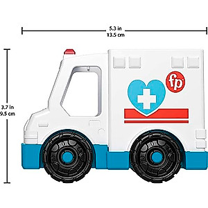 Fisher-Price Little People Ambulance, push-along vehicle with EMT figure for toddlers and preschool kids ages 1 to 5 years