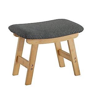 Foot Stool,Ottoman Foot Rest,Bamboo Foot Stool Under Desk,Small Stool for Living Room, Bedroom and Kitchen (Natural Legs - Gray Stool Surface)