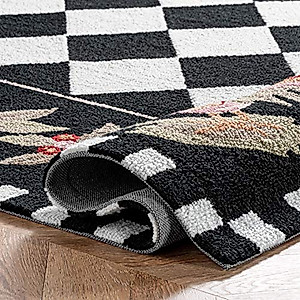 nuLOOM Farmhouse Rooster Area Rug, 3' 6" x 5' 6", Black