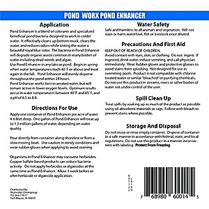 Pond Enhancer Gallon – Pondworx Concentrated Blue Dye with Pondworx Bacteria, 2 in 1 Formulation – Treats 1 Acre – Safe for Fish, Wildlife, Pets & Children
