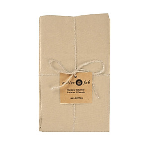 Native Fab Set of 2 Valance Curtains for Windows 54"x18" for Living Room Bedroom Kitchen Windows Bathroom, Farmhouse Vintage Curtain Valances Rod Pocket - Beige Natural