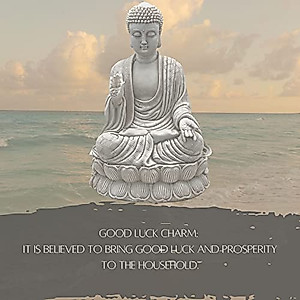 Bellaa 23279 Meditating Buddha Statue 12" inch Lotus Mudra Sitting Buda Altar Sculptures Japanese Zen Garden Decor Figurines