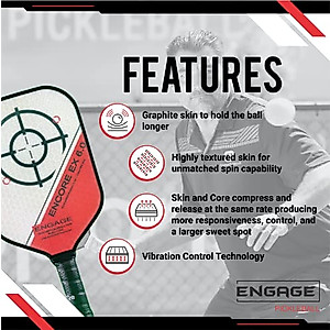 Engage Pickleball Encore EX 6.0 Pickleball Paddle - Pickleball Paddles with Thick Polymer Core - USAPA Approved Pickleball Paddles Pickleball Rackets for Adults - Standard (Purple)