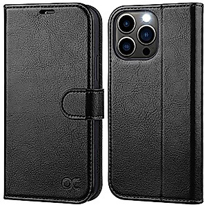 OCASE Compatible with iPhone 13 Pro Max Wallet Case, PU Leather Flip Folio Case with Card Holders RFID Blocking Stand [Shockproof TPU Inner Shell] Phone Cover 6.7 Inch 2021 (Black)