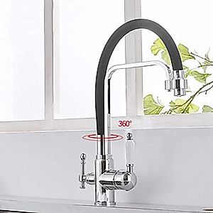 3 Way Kitchen Faucet for Filter Water System, Kitchen Taps Brass Swivel Kitchen Sink Filter Tap