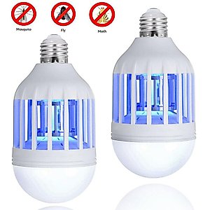 2 PACK Bug Zapper Light Bulb 2 in 1 LED Electronic Light Trap for Fruit Flies, Mosquito, Bug, Insect and Fly Control Killer - Traps