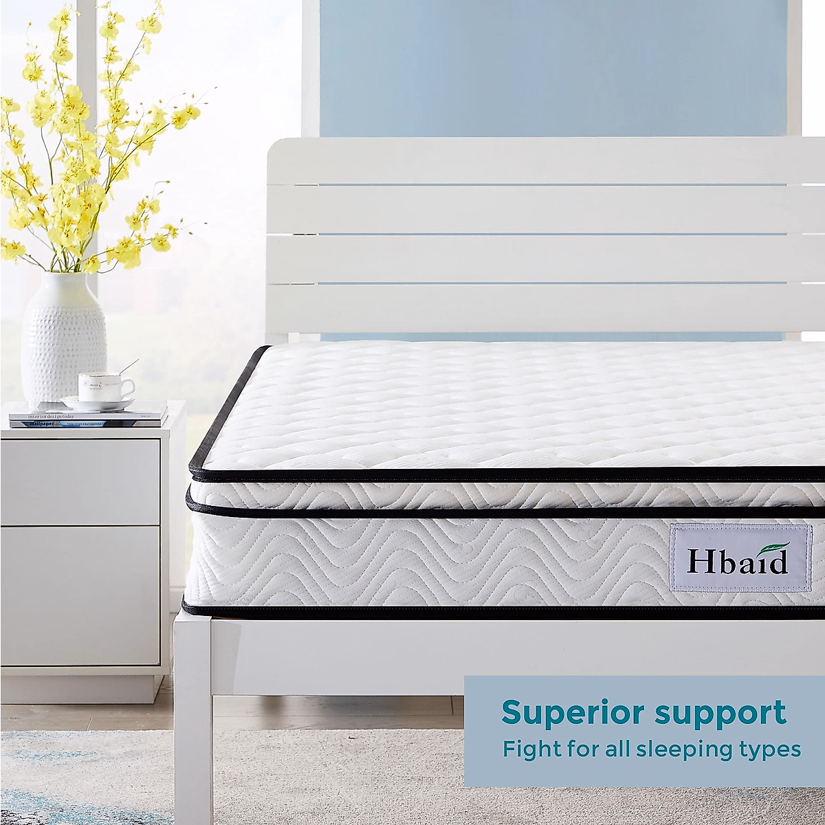 Hbaid 10 Inch Hybrid Mattress with Gel Memory Foam,Motion Isolation Individually Wrapped Pocket Coils, Pressure Relief,Back Pain Relief& Cooling Bed, Full Size
