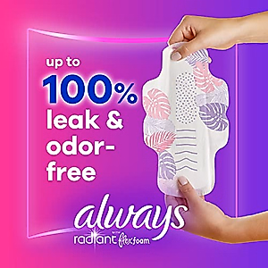 Always Radiant Feminine Pads for Women, Size 2 Heavy, with wings, scented, 36 count