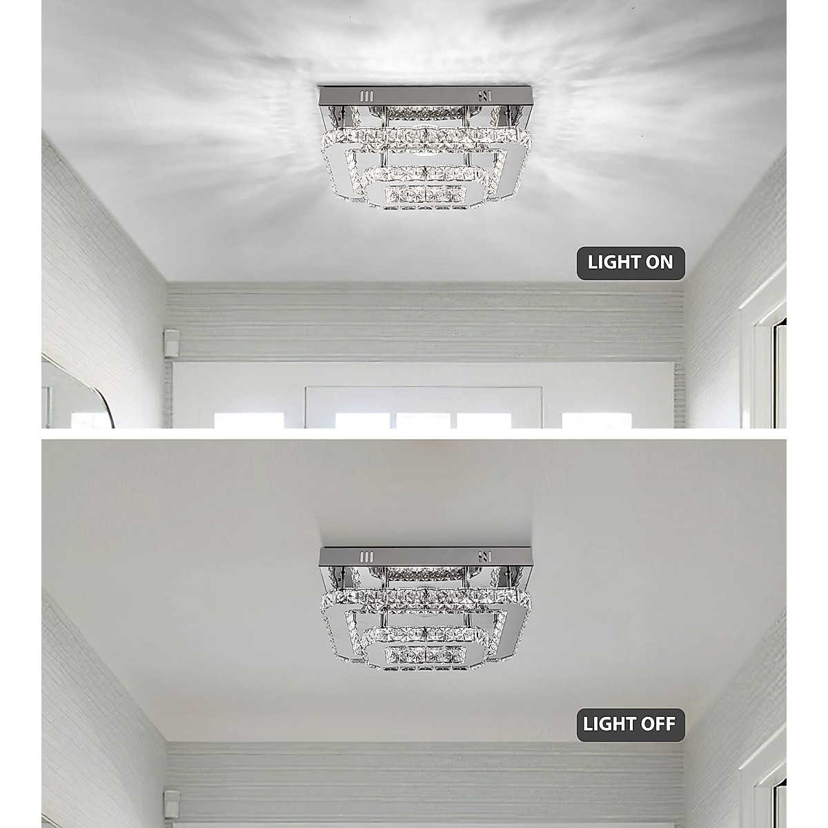 LED Crystal Chandelier Kitchen Ceiling Lights Crystal Flush Mount Ceiling Light Bedroom Chandelier Small Crystal Ceiling Light Fixture Modern Chandelier for Hallway Bathroom Chandelier Light,6000K