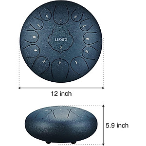 LEKATO Steel Tongue Drum 12 Inch 13 Tones, Rain Drum for Outside Beginner Handpan Drum Percussion for Meditation Yoga Musical Education, Best Gift for Family/Friends