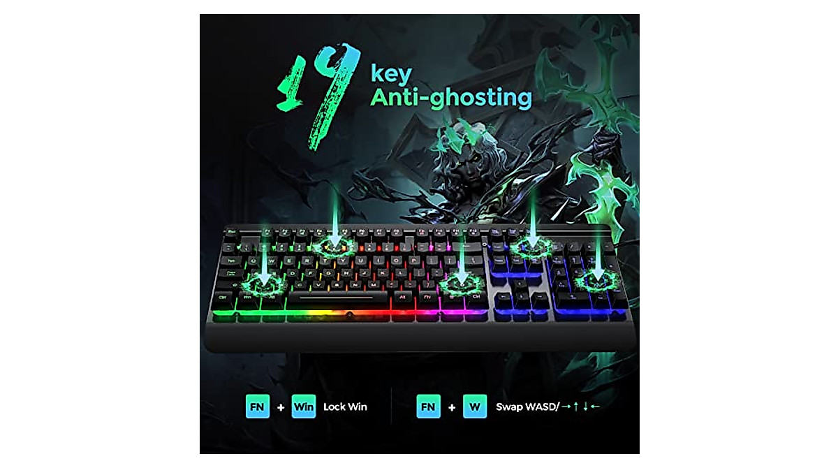 Dacoity Rainbow Backlit Gaming Keyboard - Ergonomic & Waterproof