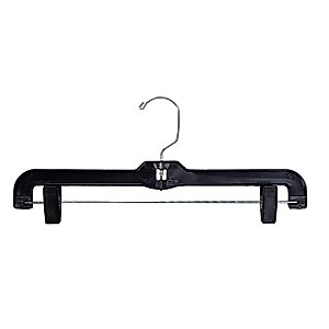 NAHANCO 2600PC Plastic Skirt/Slack Hangers, Plastic Clips, 14", Black (Pack of 100)