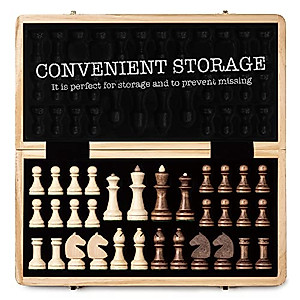 Lingle 15Inch Wooden Folding Chess Set with 3'' Kh Staunton Chess Pieces - Maple & Walnut Inlay Board Game