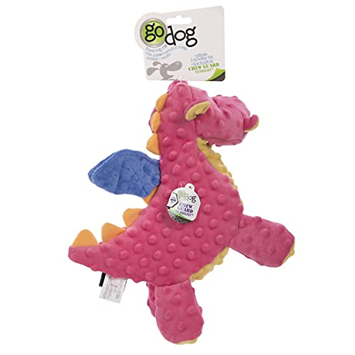 goDog Bubble Plush Dragons Squeaky Dog Toy, Chew Guard Technology - Coral, Large