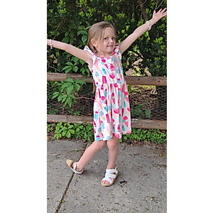 Girls Dresses Ice Cream Toddler Summer Dress White Flutter Sleeve Sundress School Party Outfits Kids Popsicle Tutu 3t / 2-3 Years