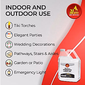 1 Gallon Paraffin Lamp Oil - Clear Smokeless, Odorless, Clean Burning Fuel for Indoor and Outdoor Use - Shabbos Lamp Oil, by Ner Mitzvah