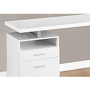 Monarch Specialties Computer Writing Desk for Home & Office Laptop Table with Drawers Open Shelf and File Cabinet-Left or Right Set Up, 60" L, White