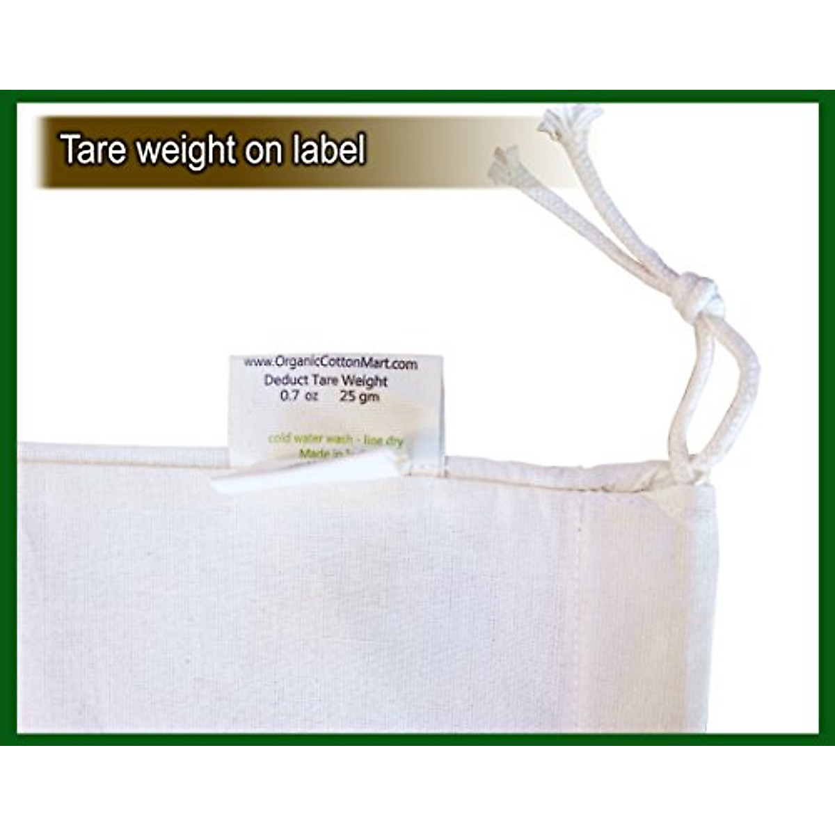 Reusable Produce Bags Cotton Washable - Organic Cotton Vegetable Bags - Cloth Bag with Drawstring - Muslin Cotton Fabric Produce Bags - Bread Bag - Set of 6 (2 Large, 2 Medium, 2 Small)