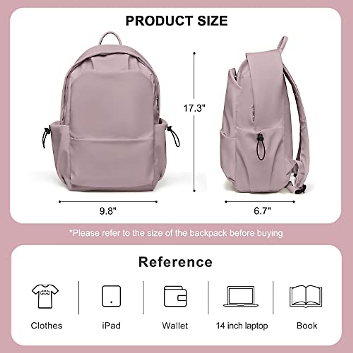 coofay Carry on Backpack For Women Men Waterproof College Gym Backpack Lightweight Small Travel Backpack Rucksack Casual Daypack Laptop Backpacks Hiking Backpack Purple