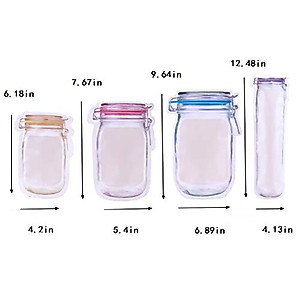 NATX 50Pcs Mason Jar Pattern Food Storage Bag Reusable Portable Stand Up Smell Proof Ziplock Bags Snack Saver Container Retail Package Bag Frosted Pouches Yellow 6×4.2in (15.7×10.5cm)