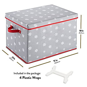 ZOBER Christmas Light Storage - Christmas Light Organizer W/ 4 Plastic Christmas Lights Organizer Wheel - Strong & Durable Material - Stitched Reinforced Handles - Gray