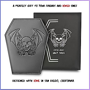 Lazy Skull Coffin Wallet – Spooky Gothic Wallet – Slim Skull Wallet for Women and Men – Witchy Goth accessory