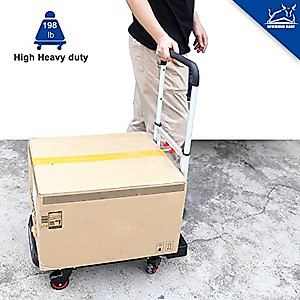 Platform Hand Push Cart Foldable Truck, Moving Cart Dolly, Foldable for Easy Storage and Low Noise 360 Degree Swivel Wheels with 198 lb Weight,Green