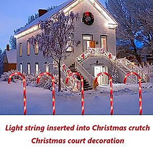 Christmas Candy Cane Lights,Solar Power Light String， Christmas Candy Cane Lights， Outdoor Warm， LED Home Garden Ground Plug Crutch New Year Christmas Decor