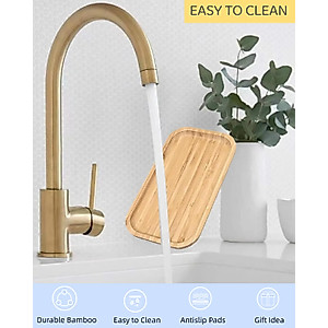 Large Wooden Spoon Rest, 9.7'' Stove Top Bamboo Spoon Holder, Kitchen Counter Cooking Utensils Rest, Farmhouse Small Food Serving Tray for Spatulas, Spoons,Turners, Ladles and Teaspoons (Bamboo)