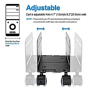 CPU Stand, Computer Tower Stand with 2 Locking Wheels and 2 Caster Wheels, UPC Steel Rolling Stand Computer Stand for Desktop Tower (Black)