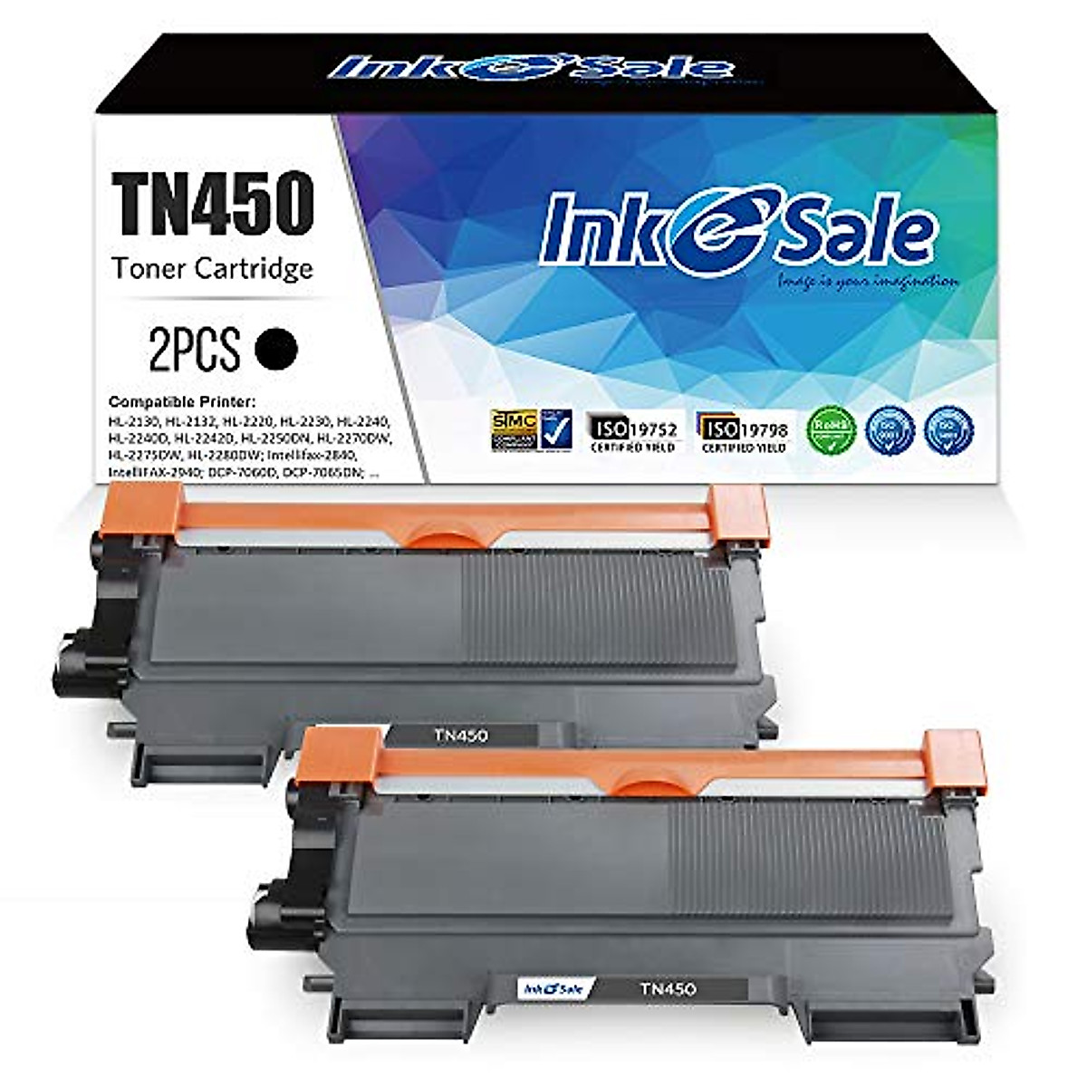 INK E-SALE Compatible Toner Cartridge Replacement for High Yeild Brother TN450 TN420 (Black, 2-Pack),for use with Brother HL-2270dw MFC-7360n DCP-7065dn IntelliFAX-2840 Printer