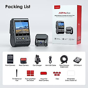 【Bundle: VIOFO A129 Plus Duo with GPS + Bluetooth Remote】 VIOFO Dual Dash Cam, 2K 1440P 60fps+1080P 30fps Front and Rear Dash Camera with Wi-Fi GPS, Parking Mode, Super Capacitor (A129 Plus Duo)