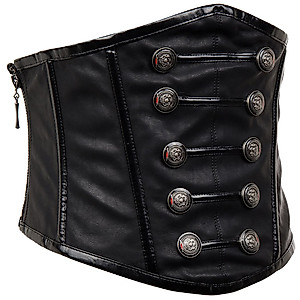 Alivila.Y Fashion Women's Faux Leather Rivet Steampunk Retro Boned Wide Corset Belt 21674-Black-M