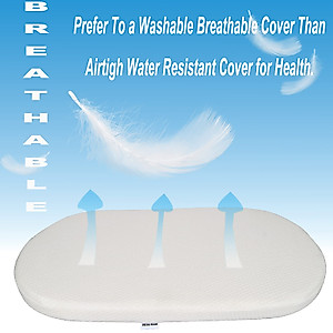 Mecc ecoh Like New Bassinet Mattress, Waterproof Oval Baby Bassinet Mattress, 100% Breathable Soft Cover, Hypoallergenic, Non-Toxic, Safer, Hypoallergenic, for Moses Basket, 15" x 30" x 2" White