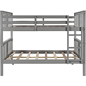 ATH-S Twin Over Twin Bunk Bed with Trundle, Solid Wood Bunk Beds for (White) (Color : Grey, Size : Full Over Full)