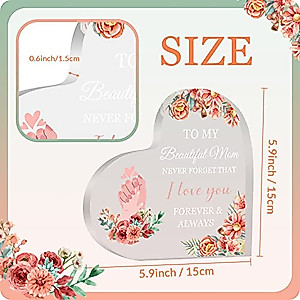 Mom Birthday Gifts for Mom I Love You Mom Mothers Day Gifts Flower Heart Crystal Paperweight for Mom from Daughter Son for Christmas Mothers Day Birthday Thanksgiving Presents