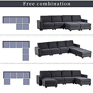 U Shaped Couch with Reversible Chaise Oversized Sectional Couches for Living Room Modern Modular Sectional Sofa Comfy Cloud Couch with Deep Seat for Office Apartment, Gray
