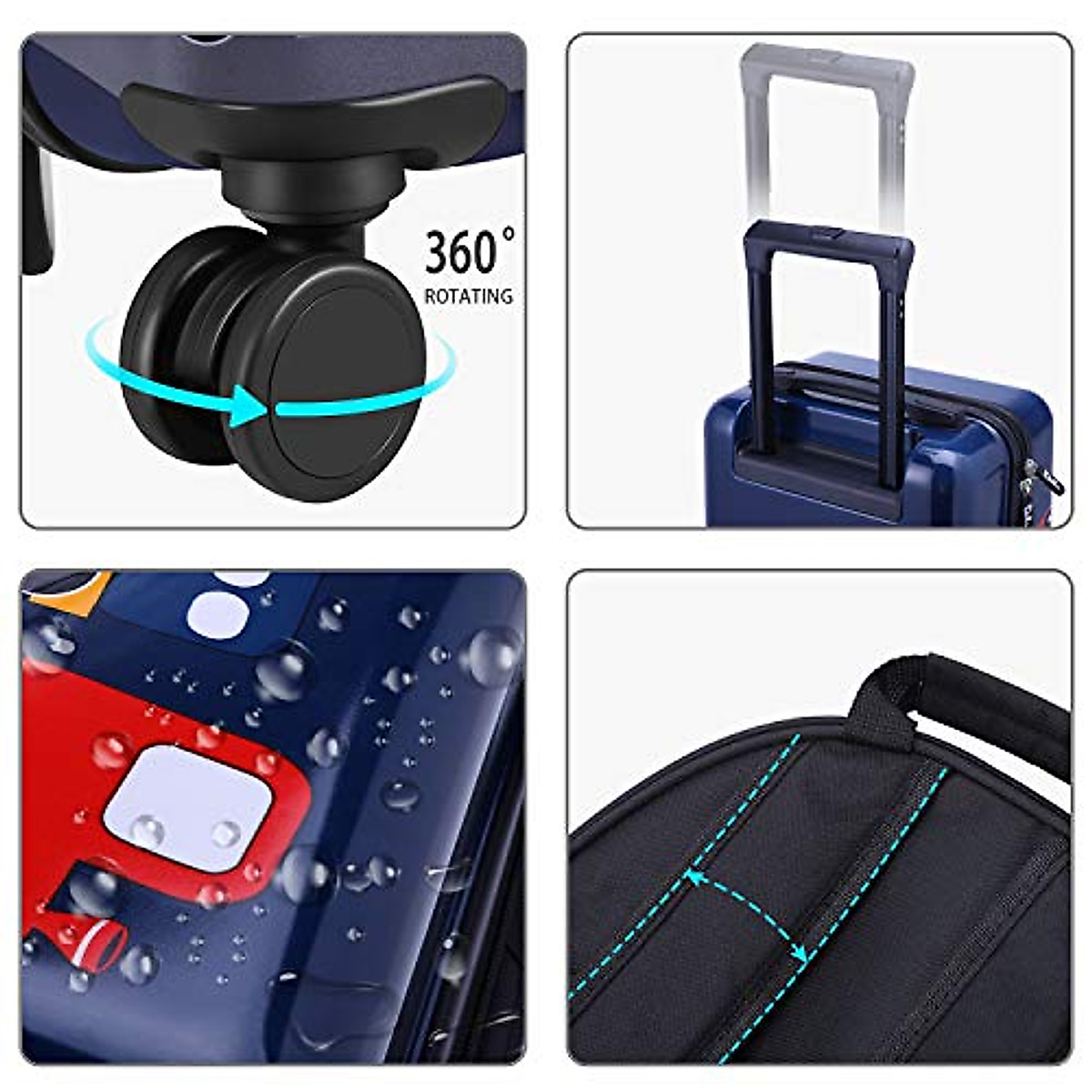 iPlay, iLearn Kids Carry On Luggage Set, 18" Hardside Rolling Suitcase W/Spinner Wheels, Hard Shell Travel Luggage W/Backpack for Boys Toddlers Children