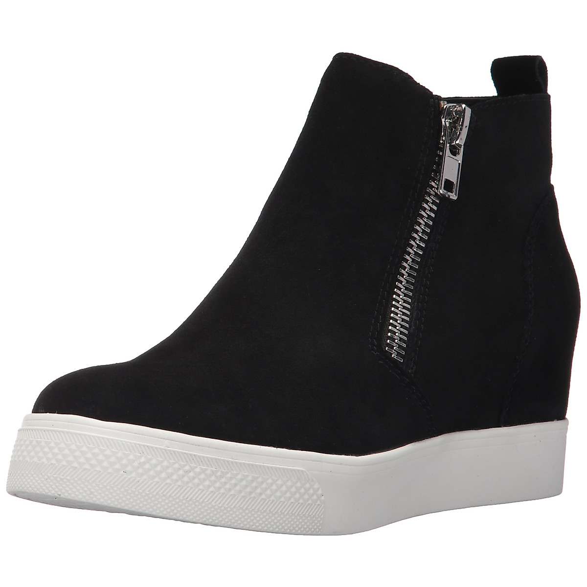 Steve Madden Women's Wedgie Sneaker, Black Suede, 9