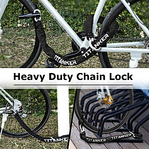 Titanker Motorcycle Chain Lock with U Lock, 4 Feet Heavy Duty Bike Chain Locks with 2 Keys, 12mm Thick Chain with 14mm Thick U Lock Anti-Theft Bike Lock for Bicycles, Motorbikes, Mopeds, Scooters