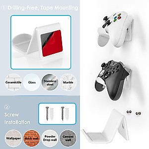 OAPRIRE Universal Controller Stand Holder 2 Pack for XBOX ONE PS4 PS5 SWITCH, Controller Wall Mount Gaming Accessories with Cable Clips&Anti-Slip Pads (White)