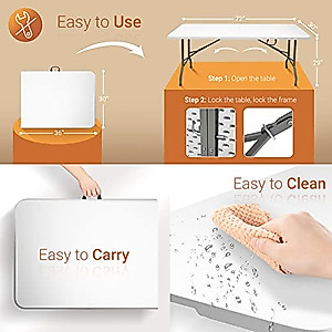 VINGLI 6 FT 3-Piece Portable Picnic Table Bench Set, Weather-Resistant Plastic Folding Camping Beer Table w/Carrying Handles, for Family Garden Patio Outdoor Activities Use, at Home and Commercial