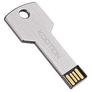 KOOTION 32GB USB Key Flash Drive Metal Thumb Drive USB 2.0 Memory Stick Keychain Tile Design, Sliver