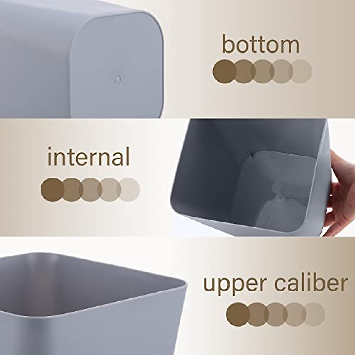 Amyhill 10 Pcs Square Plastic Trash Can Wastebasket Small Garbage Can Waste Basket for Bathroom Office Kitchen Living Room Bedroom Home Under Desk, Black, Gray, White, Khaki, Brown