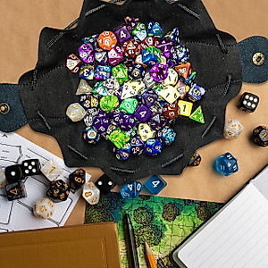 Guilt Free Gaming Genuine Leather RPG Bag | Foil Stamped | Holds 70 Dice | Great for Coins | Timeless Style | Great for DMs and Players