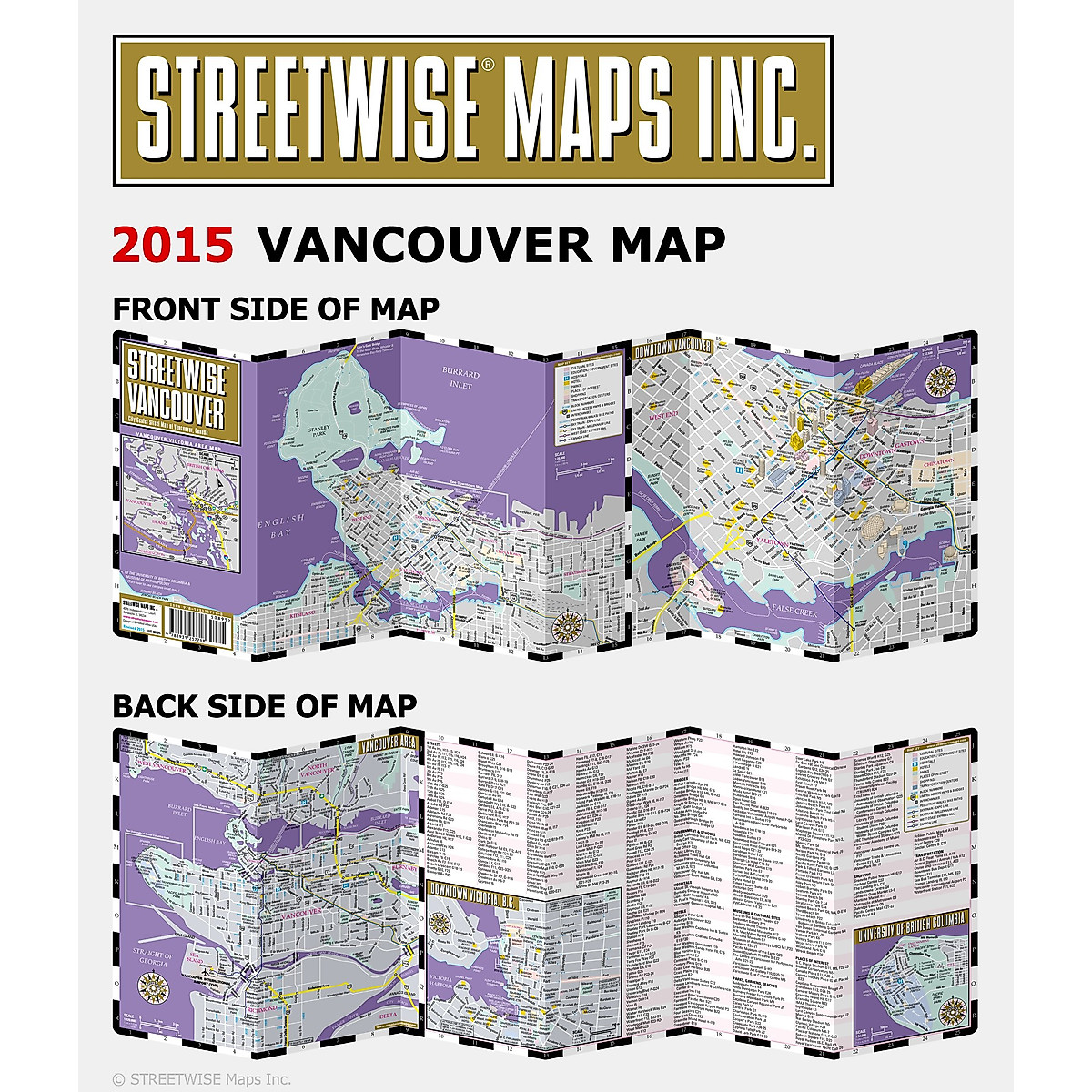Streetwise Vancouver Map - Laminated City Center Street Map of Vancouver, Canada