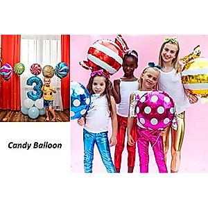 Sweet Candy Balloon Set Candies Theme Swirl Helium Mylar Foil Balloons Party Birthday Decor Supplies Round Daughters 12 Pcs Christmas