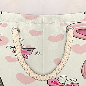 Easter Bunny Rabbit Eggs (17) Large Round Baskets for Storage Laundry Baskets with Handles Blanket Storage Basket for Bathroom Shelves Bins for Organizing Nursery Hamper Girl Boy